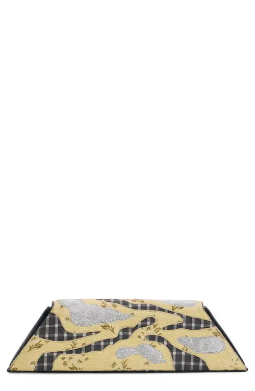 BEHNO Diana Floral Leather Clutch - Black/yellow
