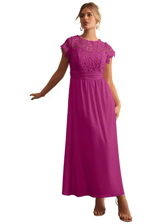 JESSICA LONDON Lace Maxi Dress - Raspberry