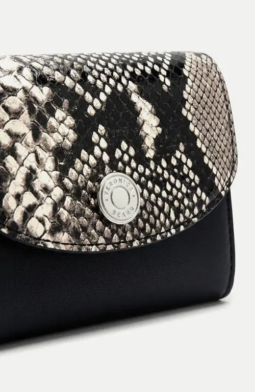 Veronica Beard Snakeskin Embossed Flap Leather Card Holder
