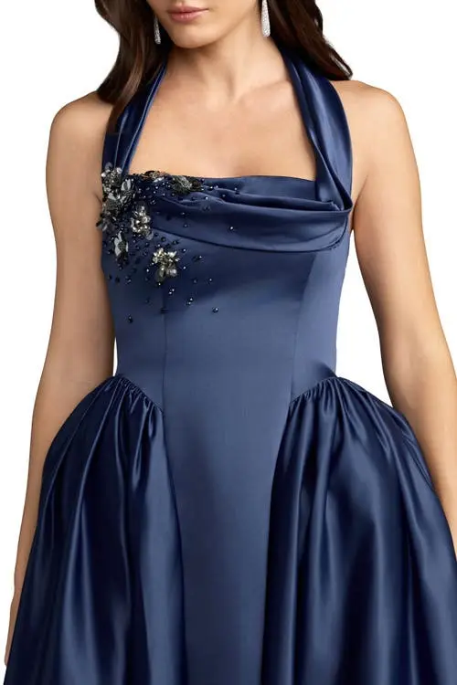 Mac Duggal Sleeveless Open Back Satin Ball Gown