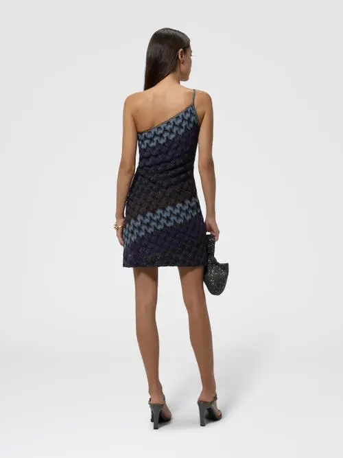 Missoni One-shoulder Viscose Lamé Mini Dress
