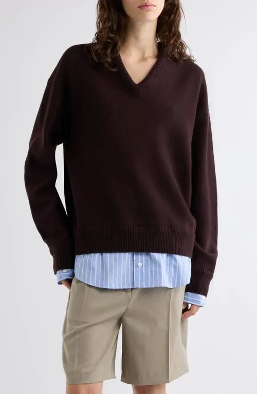 Acne Studios Karooniv Wool V-neck Sweater - Dark Brown