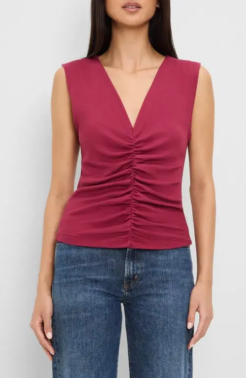Michael Stars Lune Shirred Front Tank - Claret
