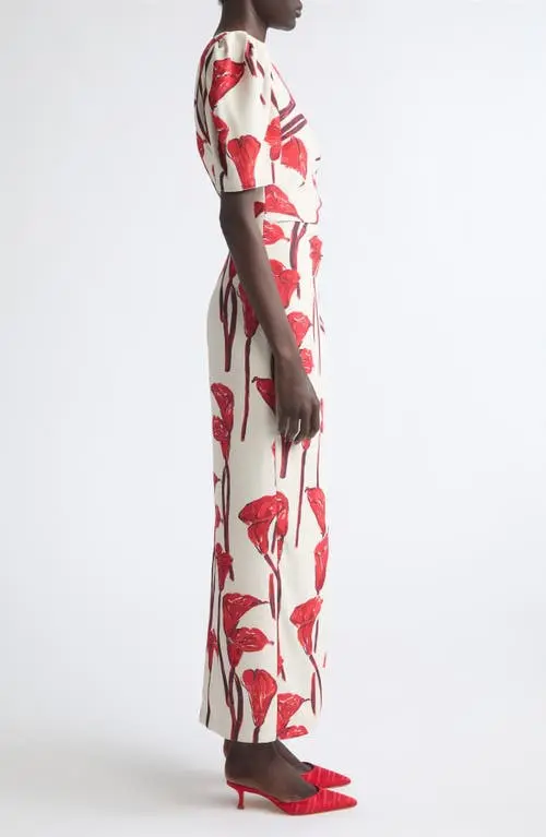 Carolina Herrera Floral Silk Ankle Length Gown