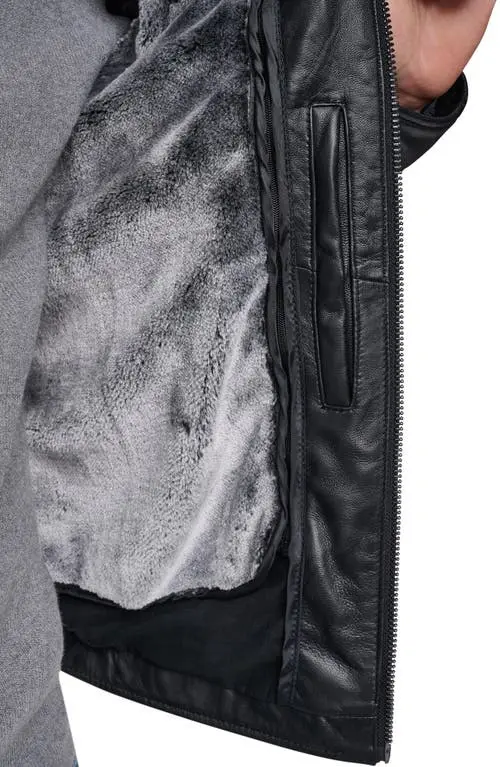 Andrew Marc Stand Collar Leather Jacket