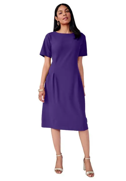 JESSICA LONDON Crepe Fit And Flare Dress - Midnight Violet