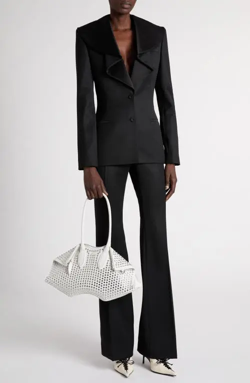Alexander McQueen Ruffle Neck Wool Jacket