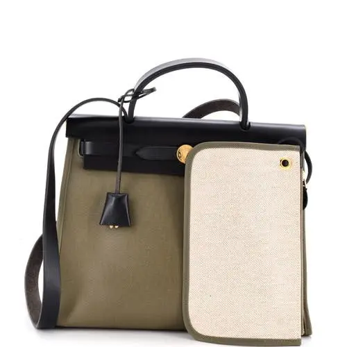Hermès Herbag Zip Berline Vache Canvas And Leather 31