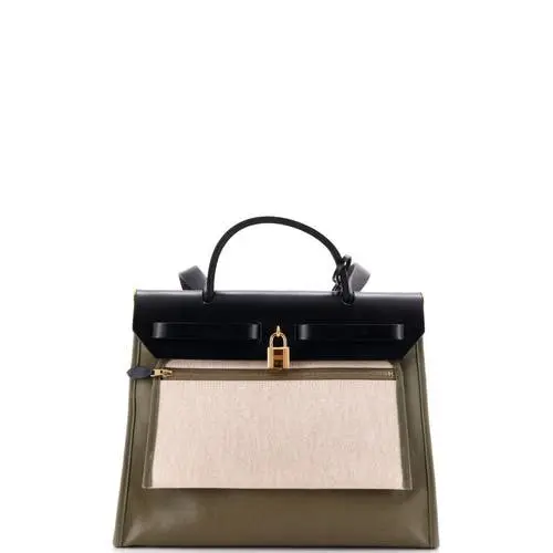 Hermès Herbag Zip Berline Vache Canvas And Leather 31