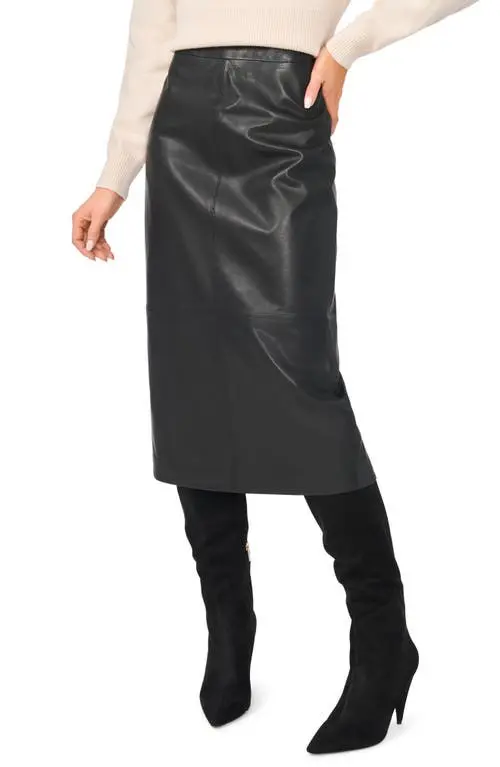 Ted Baker London Salma Leather Midi Skirt - Rich Black
