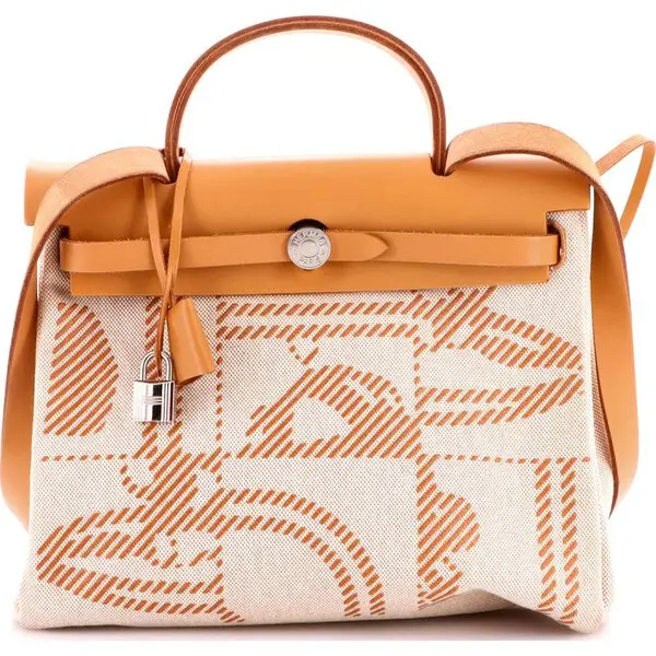 Hermès Herbag Zip Relief Brides De Gala Toile And Leather 31 - Brown