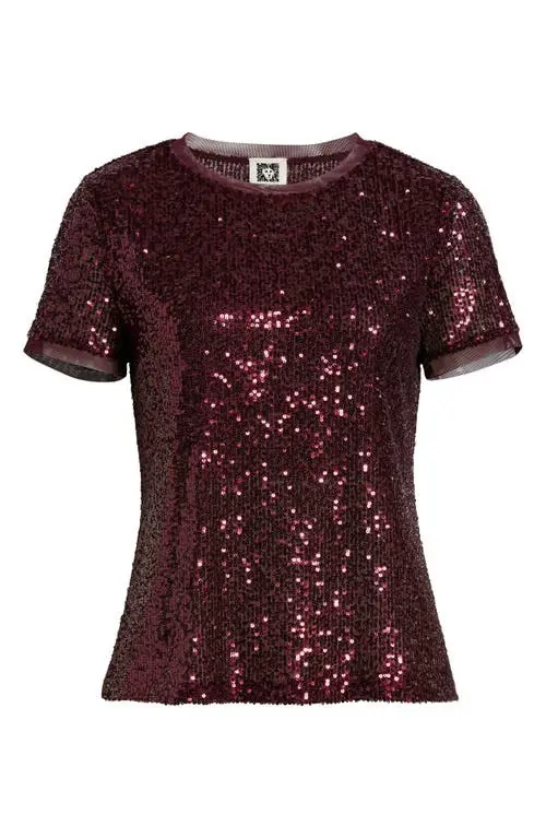 Anne Klein Sequined Short Sleeve T-shirt