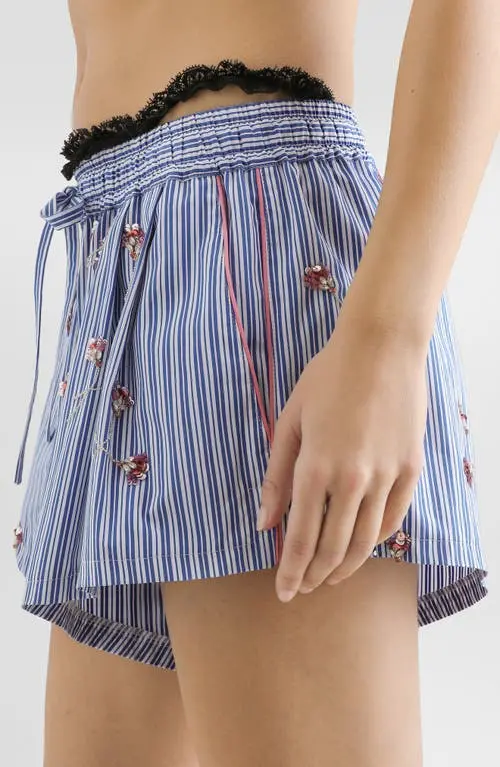 Dolce & Gabbana Embroidered Striped Cotton-silk Blend Shorts