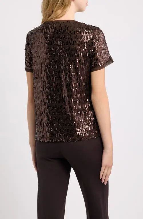 Anne Klein Sequin Short Sleeve Top