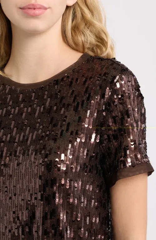 Anne Klein Sequin Short Sleeve Top