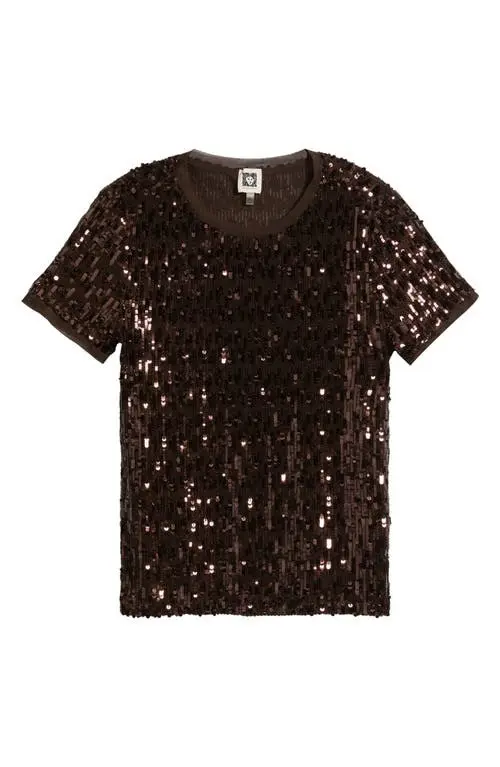 Anne Klein Sequin Short Sleeve Top