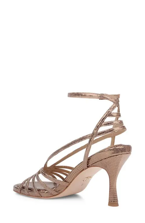 Badgley Mischka Russell Ii Metallic Embossed Leather Ankle Strap Sandal