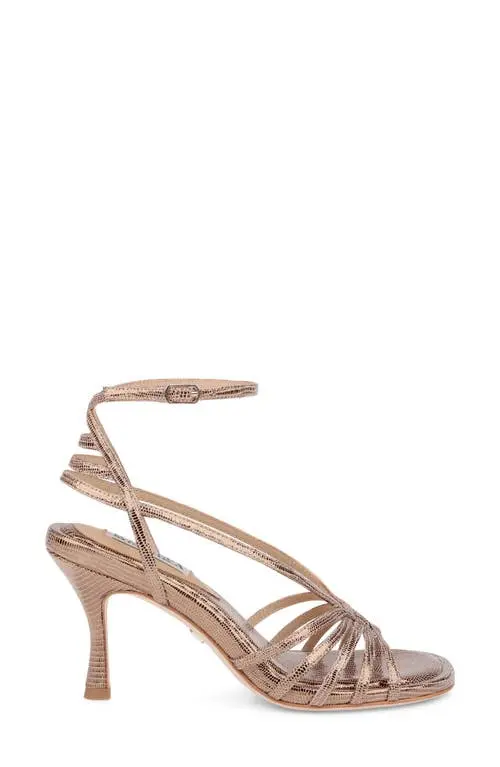 Badgley Mischka Russell Ii Metallic Embossed Leather Ankle Strap Sandal