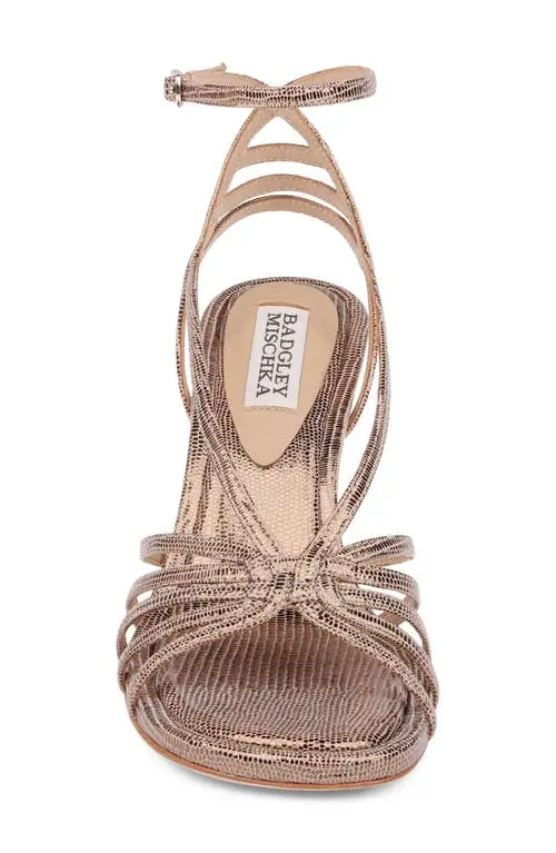 Badgley Mischka Russell Ii Metallic Embossed Leather Ankle Strap Sandal