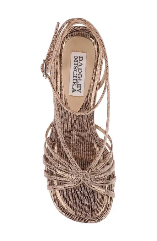 Badgley Mischka Russell Ii Metallic Embossed Leather Ankle Strap Sandal