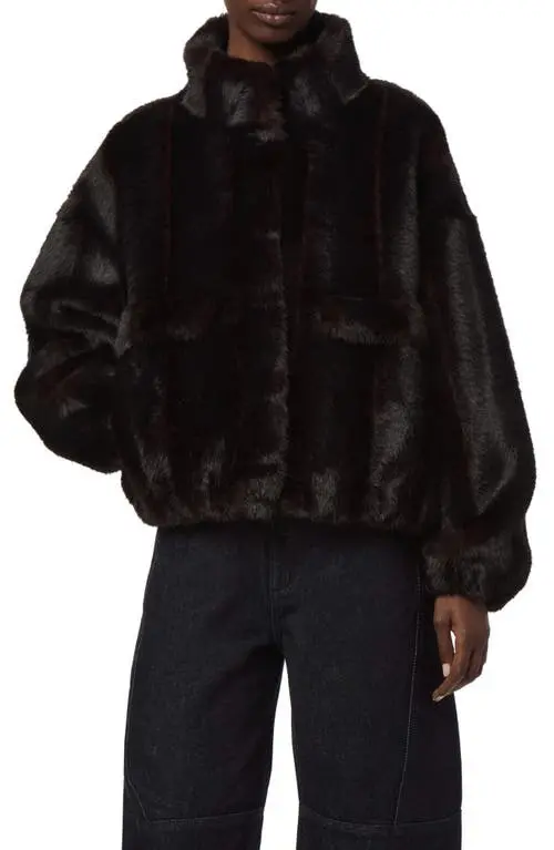 Apparis Iris Shaved Faux Mink Bomber Jacket - Noir Multi