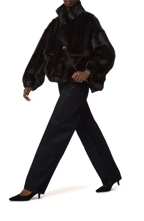 Apparis Iris Shaved Faux Mink Bomber Jacket