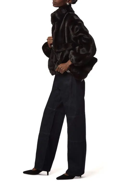 Apparis Iris Shaved Faux Mink Bomber Jacket