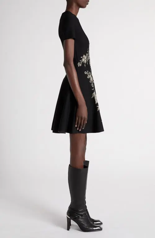 Alexander McQueen Embroidered Flared Mini Dress