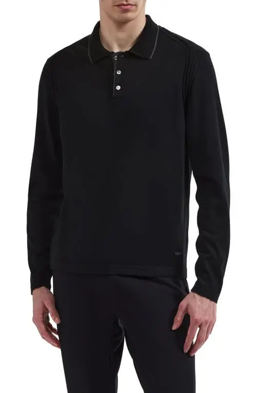 Bugatchi Merino Wool Polo Sweater - Black