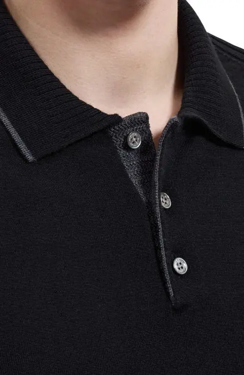 Bugatchi Merino Wool Polo Sweater - Black