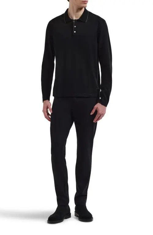 Bugatchi Merino Wool Polo Sweater - Black