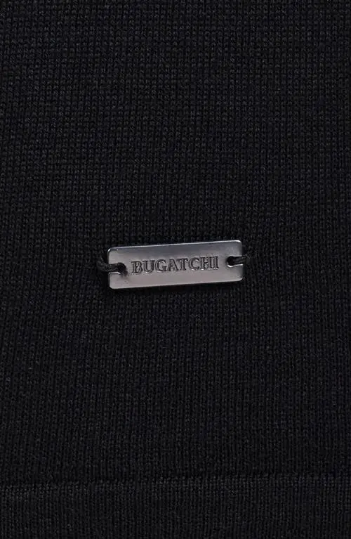 Bugatchi Merino Wool Polo Sweater - Black