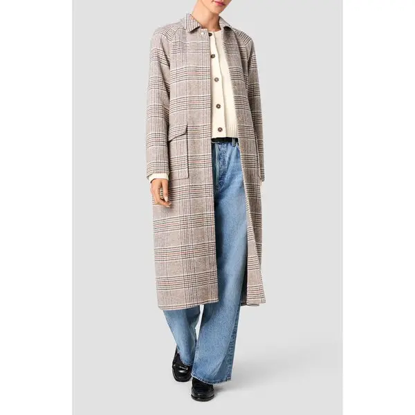 French Connection Sutton Plaid Tailored Coat - Ash Gray Multi