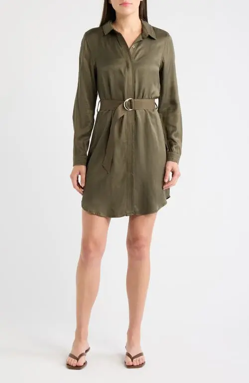Bella Dahl Multi Stitch Belted Shirtdress - Army Olive