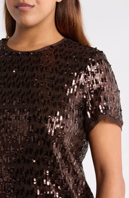 Anne Klein Sequin Short Sleeve Tee