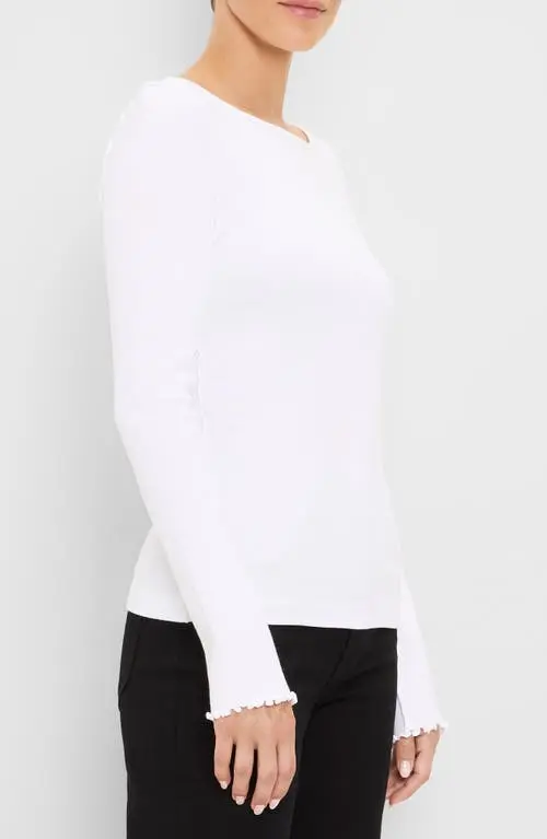 Michael Stars Flared Sleeve Long Sleeve Boatneck Tee - White