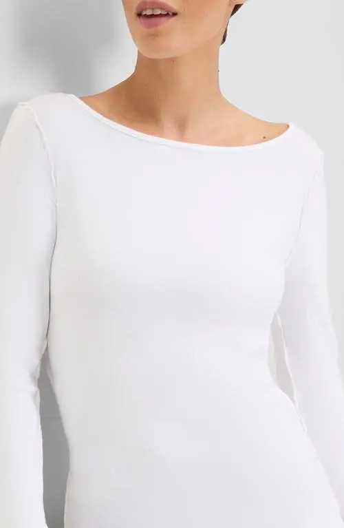 Michael Stars Flared Sleeve Long Sleeve Boatneck Tee - White