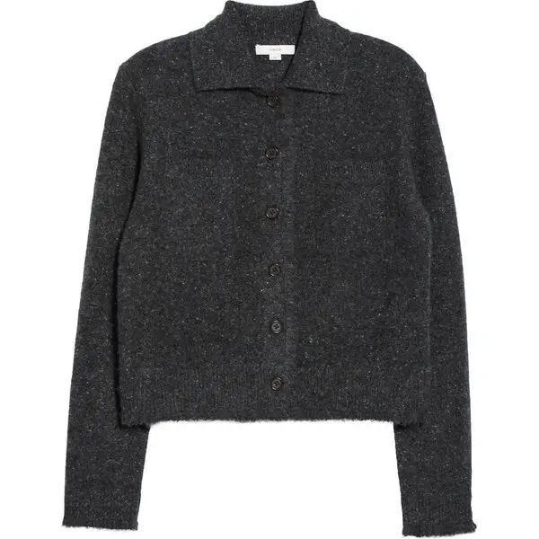 Vince Shrunken Donegal Cashmere Cardigan - Dk Charcoal Donegal