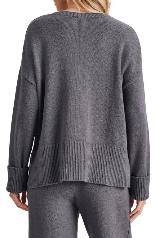Splendid Haven Crewneck Cotton Blend Sweater - Ash Navy Blue