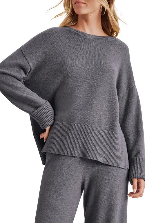Splendid Haven Crewneck Cotton Blend Sweater - Ash Navy Blue