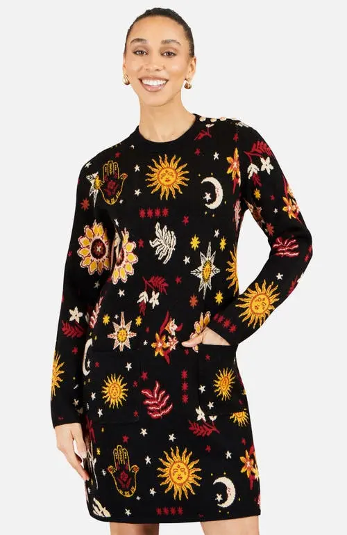 YUMI Cosmic Intarsia Knitted Dress