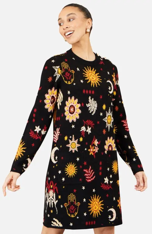 YUMI Cosmic Intarsia Knitted Dress