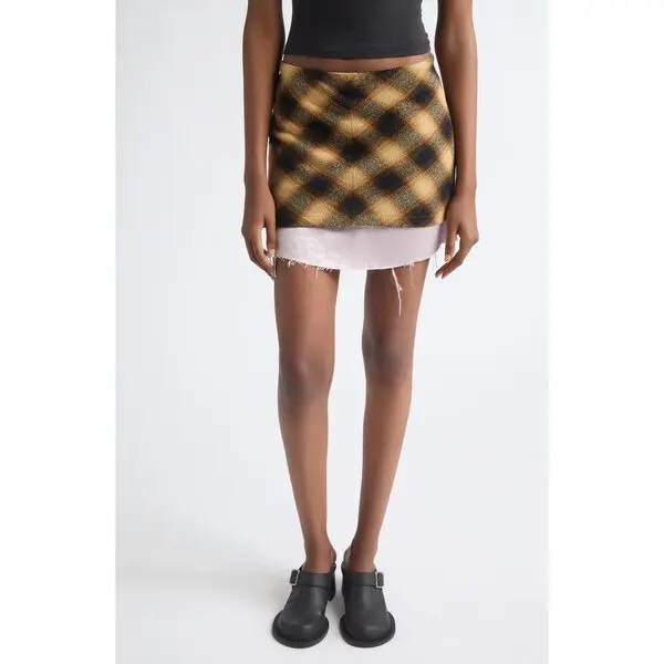 Eckhaus Latta Layered Plaid Mini Skirt
