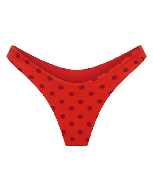 VACAY SWIMWEAR Positano High Cut Bikini Bottom - Chilli Polka