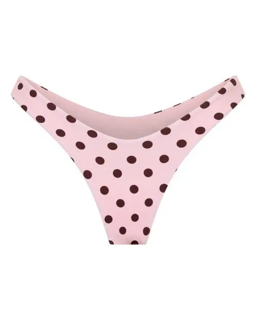 VACAY SWIMWEAR Positano High Cut Bikini Bottom - Pink Polka