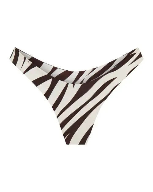 VACAY SWIMWEAR Positano High Cut Bikini Bottom - Zebra Brown