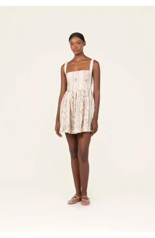 Agua Bendita Mielero Navegante Mini Dress With Floral Embroidery And Pearl Embellishments