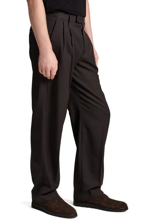 Vince Louie Double Pleated Refined Twill Trousers - Arabica