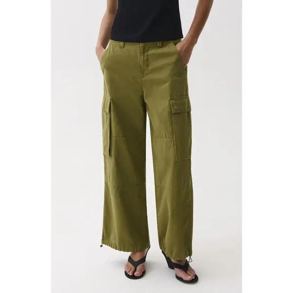 PISTOLA Petra Wide Leg Cargo Pants - Deep Moss