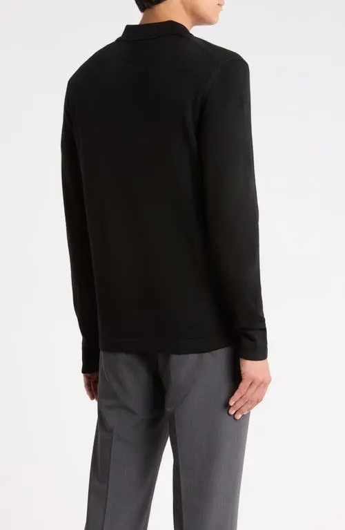 JACK VICTOR Merino Wool Quarter Zip Sweater - Black
